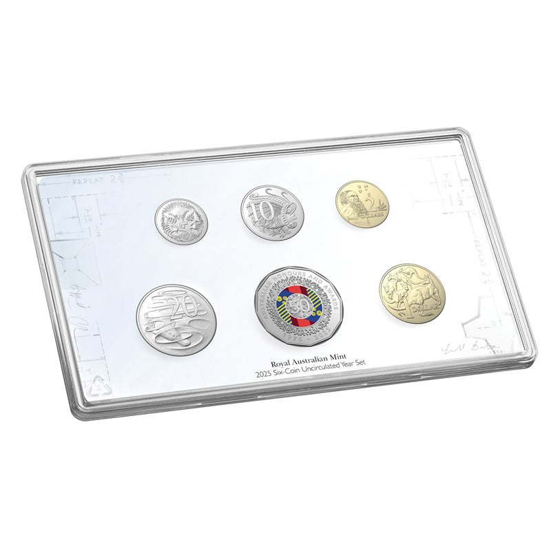 2025 Australian Honours System 6 Coin Uncirculated Set with Coloured 5 ...