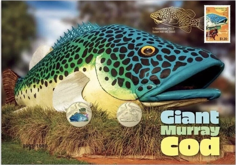 2023 Aussie Big Things Giant Murray Cod Coloured and Standard $1 Coin ...