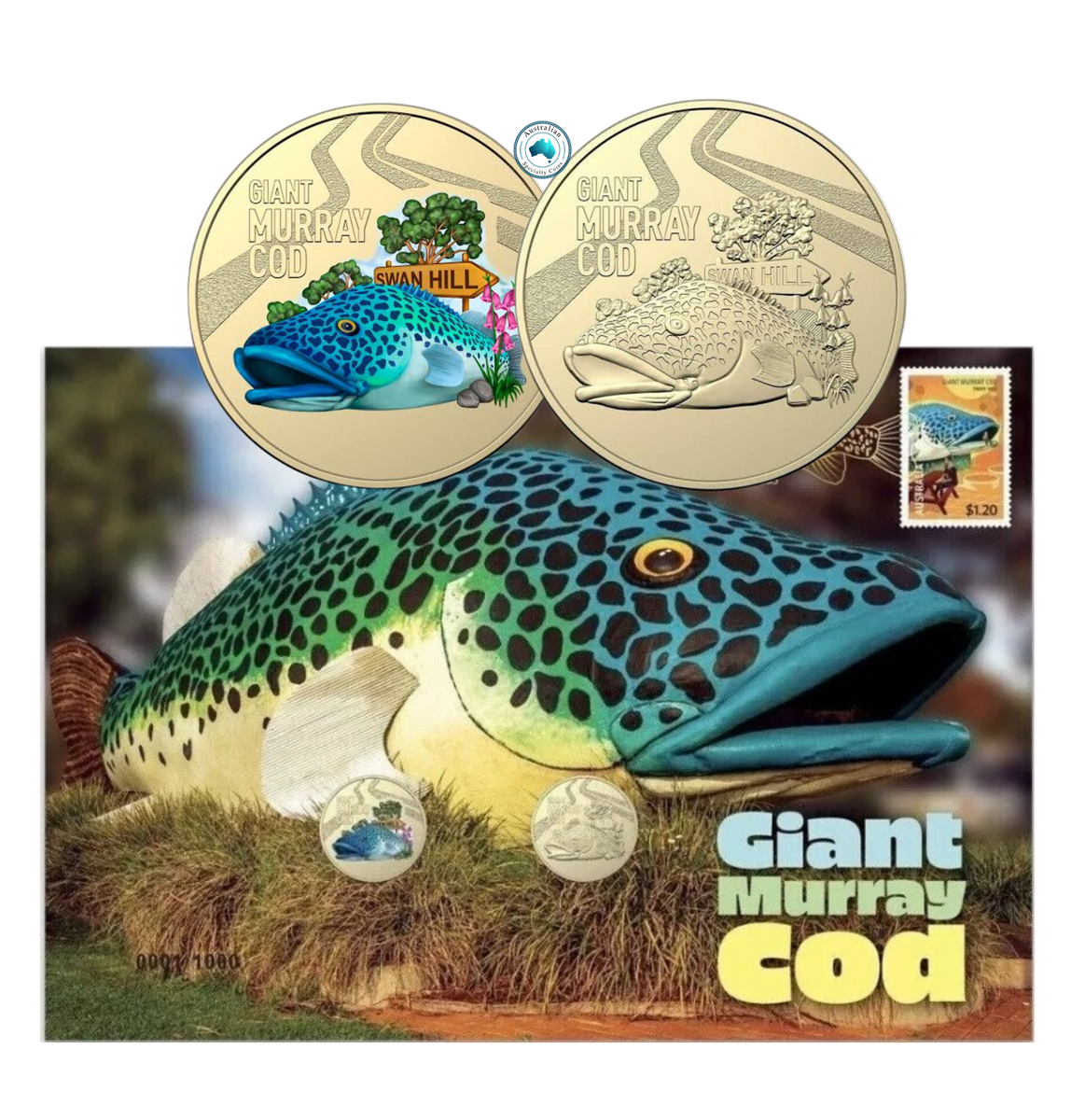 2023 Aussie Big Things Giant Murray Cod Coloured and Standard $1 Coin ...