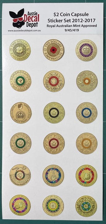 $2 Coin Tube Stickers 36 Sticker Set (2012 - 2021) – Australian ...
