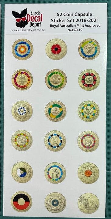 $2 Coin Tube Stickers 36 Sticker Set (2012 - 2021) – Australian ...