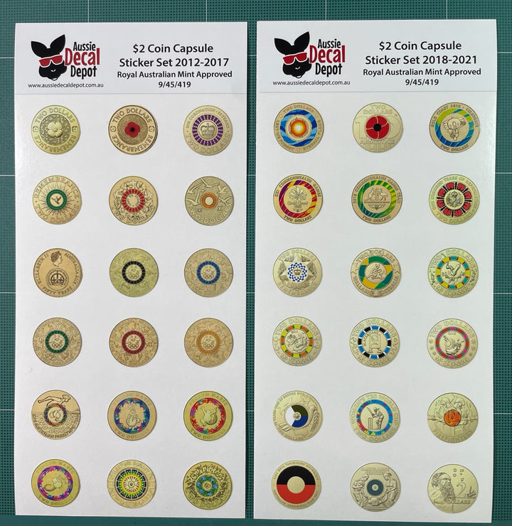 $2 Coin Tube Stickers 36 Sticker Set (2012 - 2021) – Australian ...